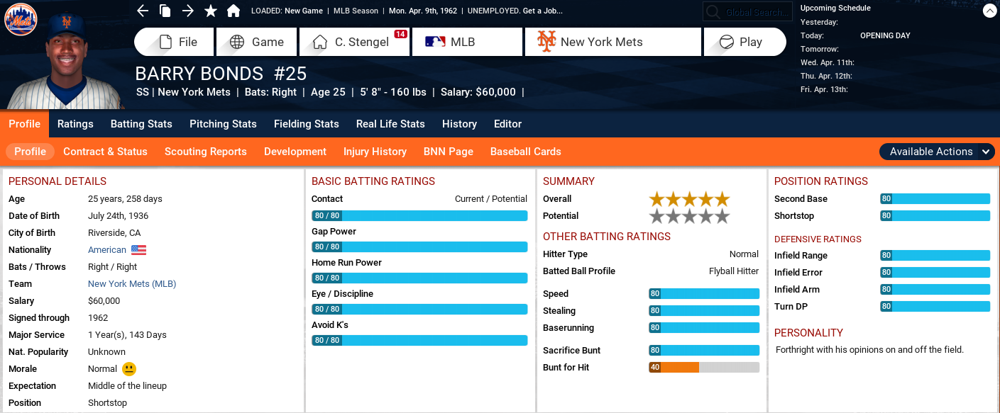 Could Barry Bonds save the ’62 Mets? An OOTP Simulation – M-SABR