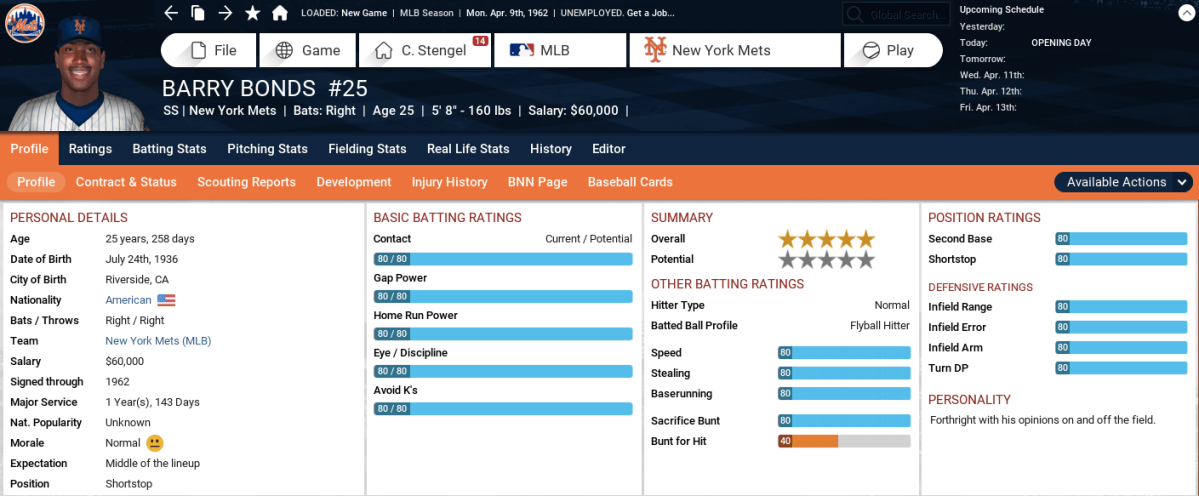 Could Barry Bonds save the ’62 Mets? An OOTP Simulation – M-SABR